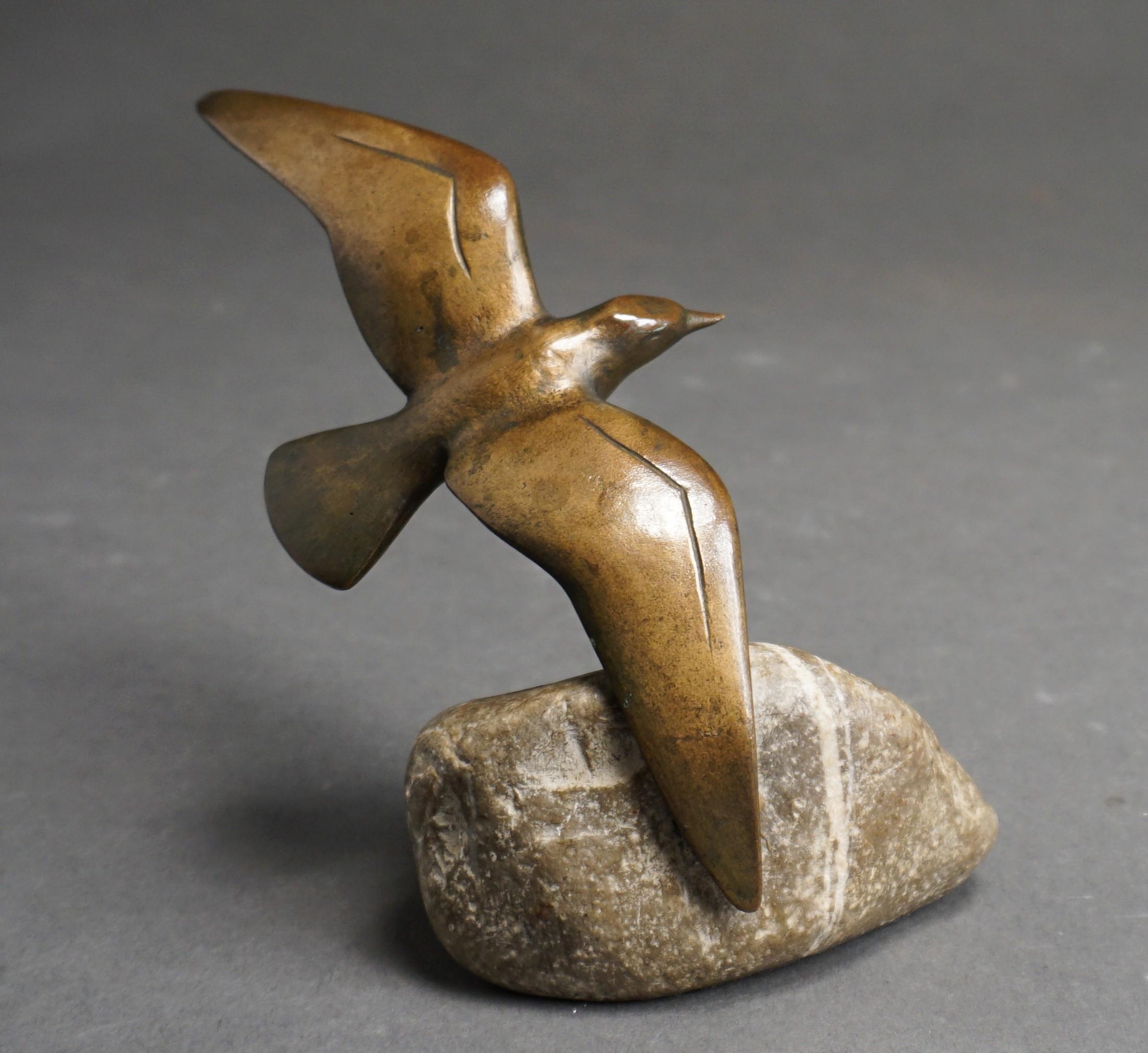 Charles Reussner | Bronze Figure of Bird in Flight on Stone Base ...