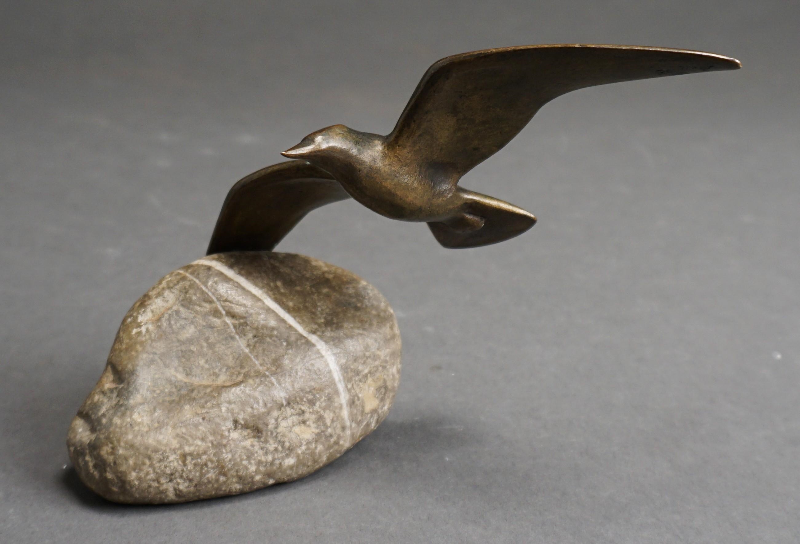 Charles Reussner | Bronze Figure of Bird in Flight on Stone Base ...