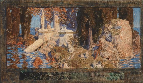 Alexander Rothaug | Der Flötenspieler auf einsamer Insel (1870) | MutualArt