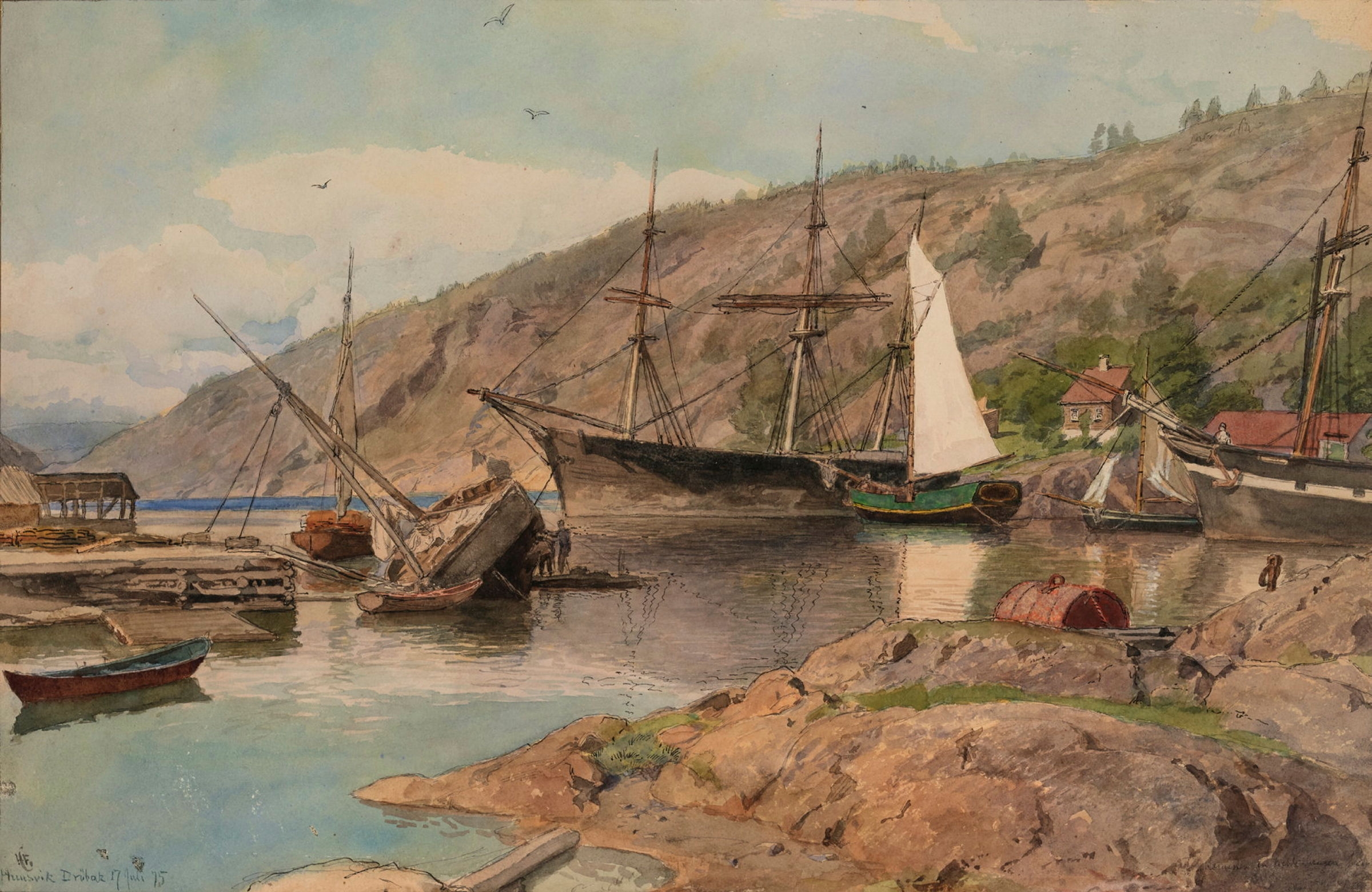 Hans Gude | Husvik ved Dröbak (1875) | MutualArt