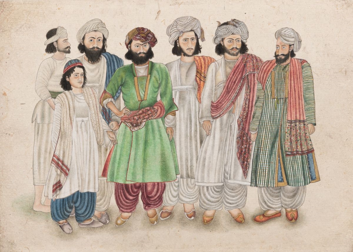 Indian School, 19th Century | A FINE GUACHE PAINTING OF SEVEN MERCHANTS ...