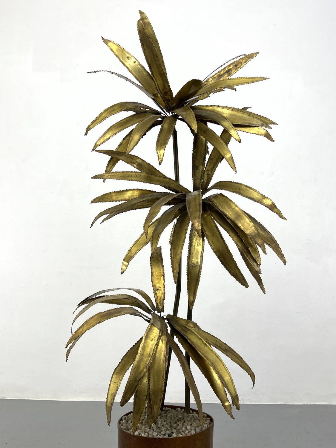 Curtis Jeré | Large C Jere Style Brass Plant Palm Tree in Base. Torch ...