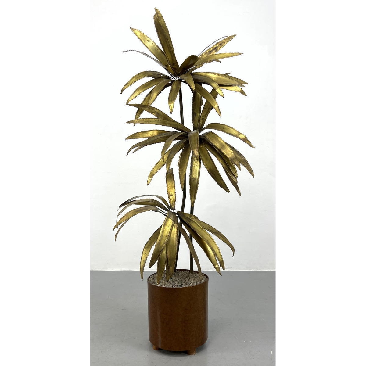 Curtis Jeré | Large C Jere Style Brass Plant Palm Tree in Base. Torch ...