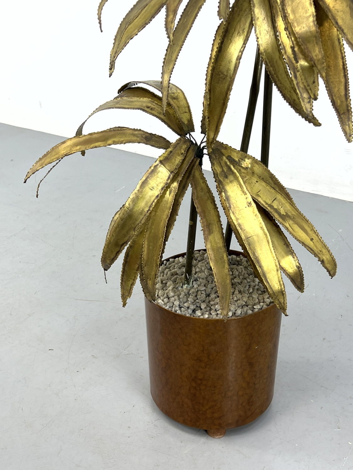 Curtis Jeré | Large C Jere Style Brass Plant Palm Tree in Base. Torch ...