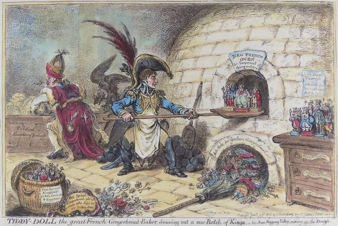 James Gillray | Tiddy-Doll the great French-Gingerbread-Baker, drawing ...
