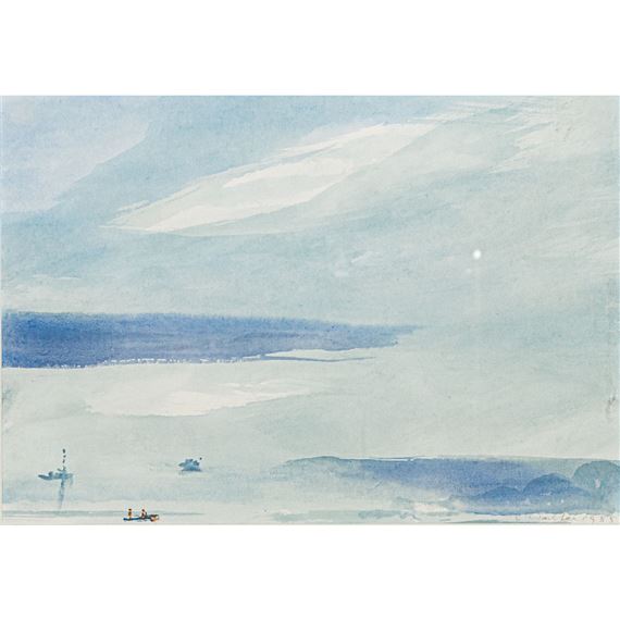 Emil Wachter | Wide sea with small boats (1985) | MutualArt