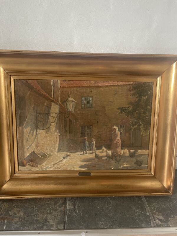 Carl Budtz-Moller | Woman feeds the chickens (1906) | MutualArt