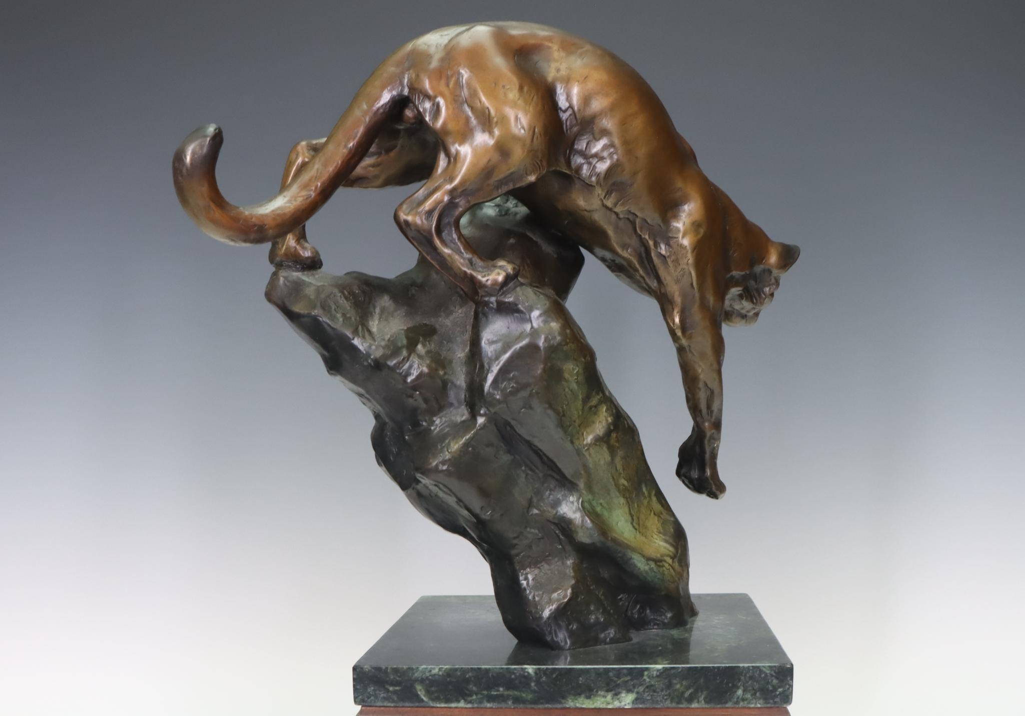 Dawn Weimer | depicting a mountain lion mounted to a marble slab on a ...