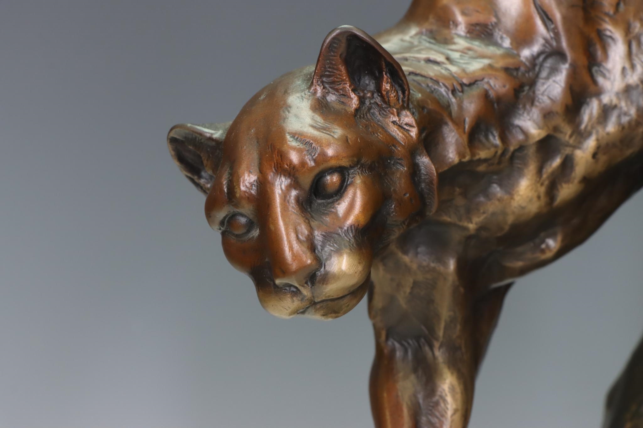 Dawn Weimer | depicting a mountain lion mounted to a marble slab on a ...