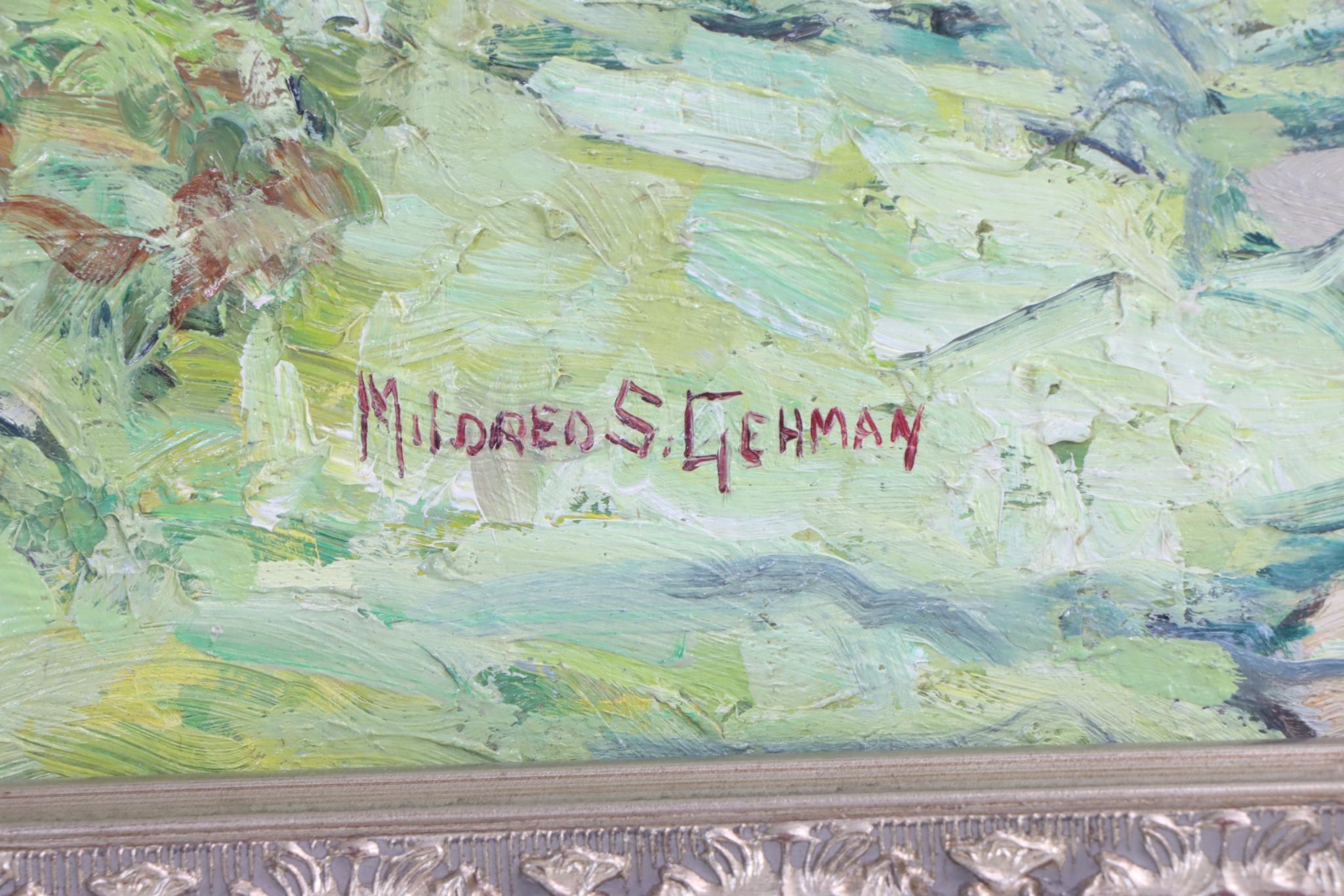 Mildred S. Gehman | Autumn landscape with farm buildings in the ...