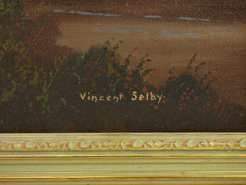 Vincent Selby | rural village from riverbank | MutualArt