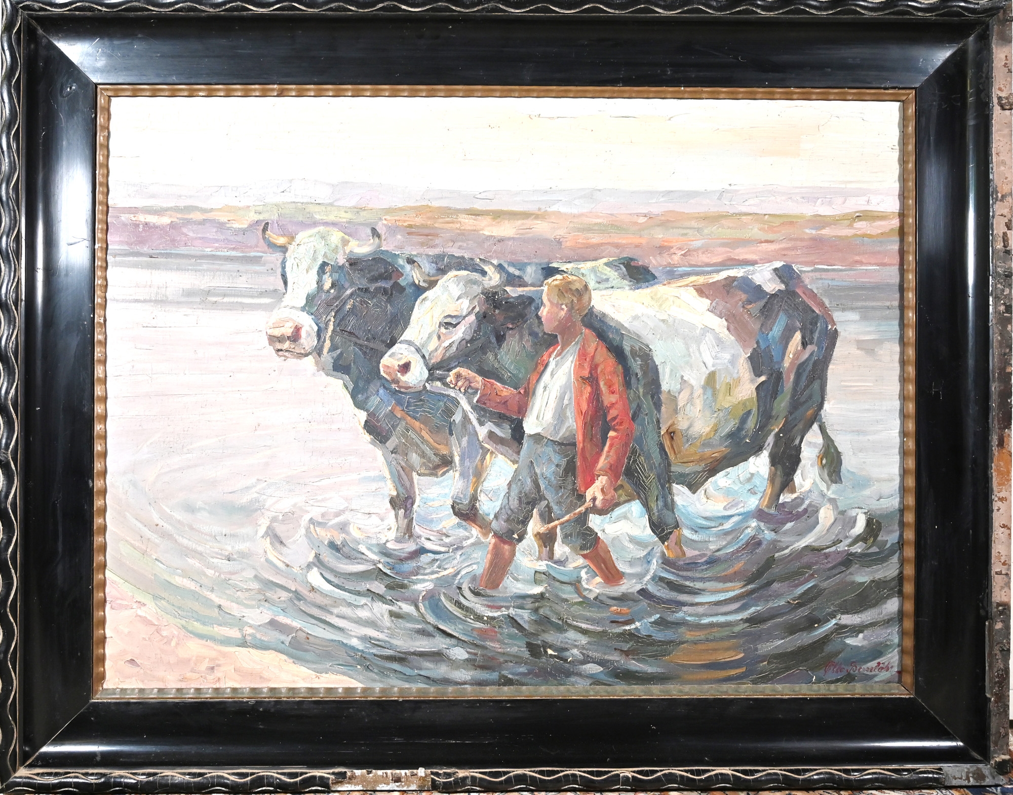 Otto Bernlohr | Hirte mit zwei Ochsen | MutualArt