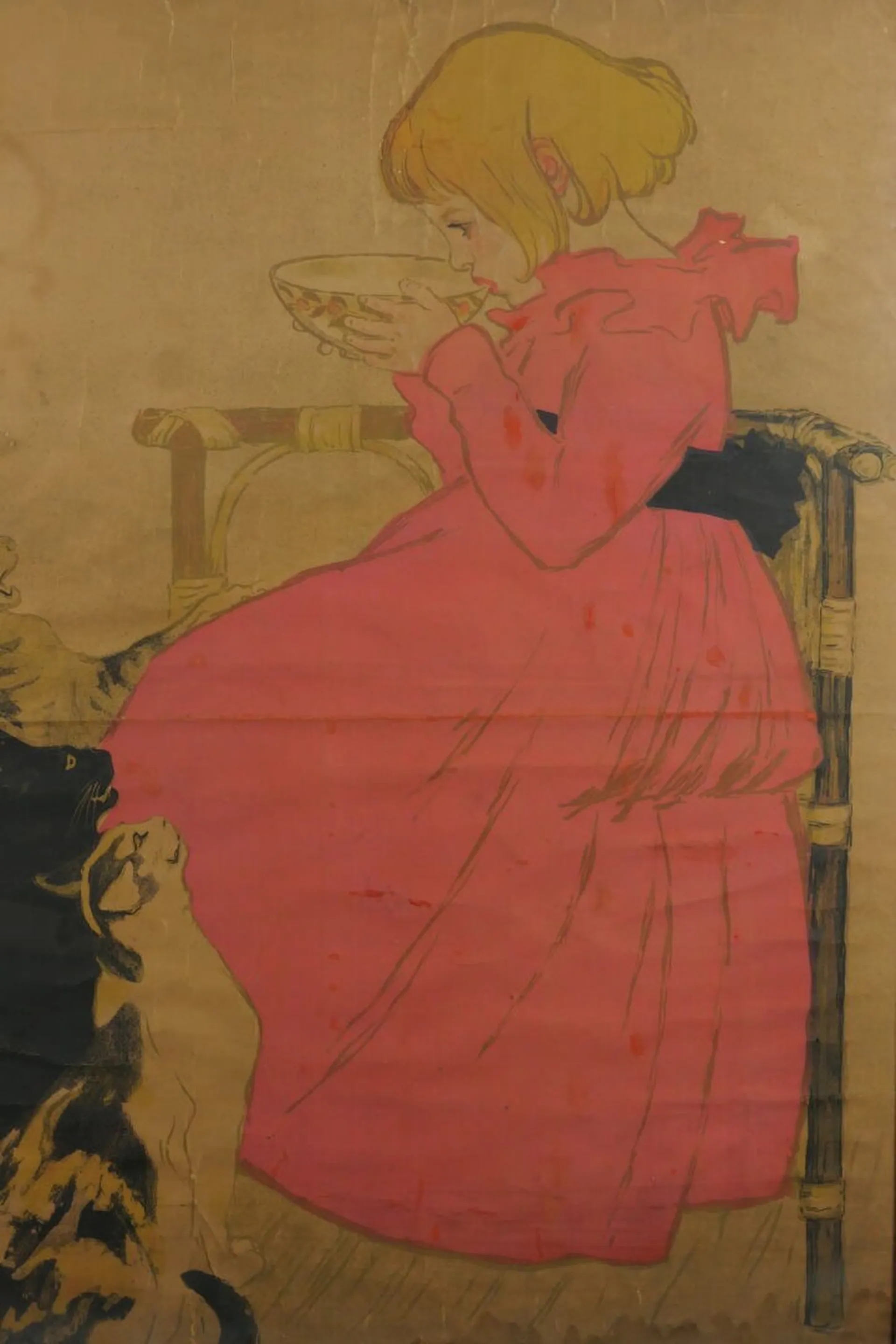 Charles Verneau | Affiche de jeune fille aux chats d'après Steinlen ...