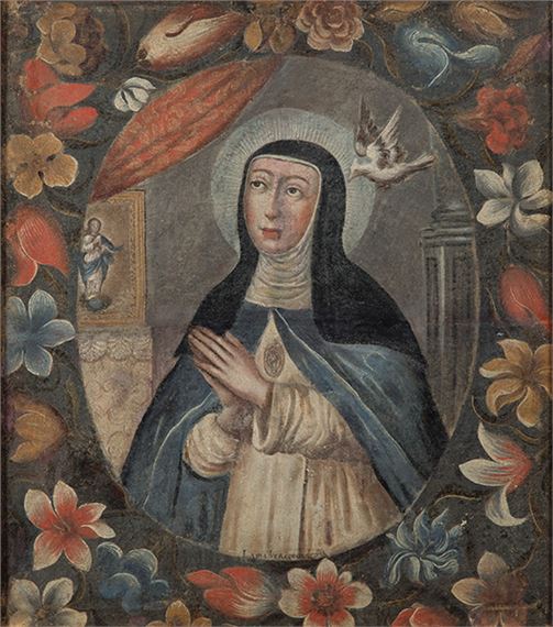 Spanish School, 18th Century | Maria Jesús de Ágreda en orla de flores ...