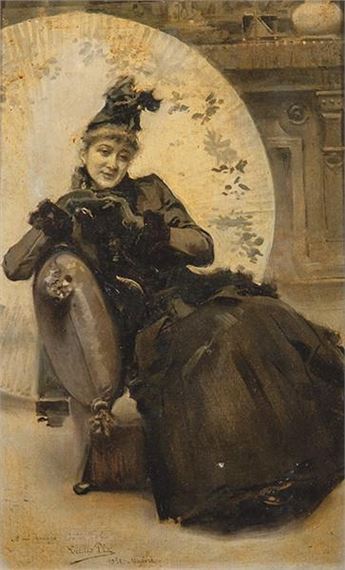 Cecilio Pla y Gallardo | Retrato de dama en el estudio del pintor (1892 ...