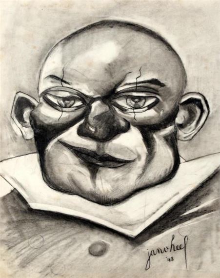 Jan Van Heel | Portret van een clown (1943) | MutualArt