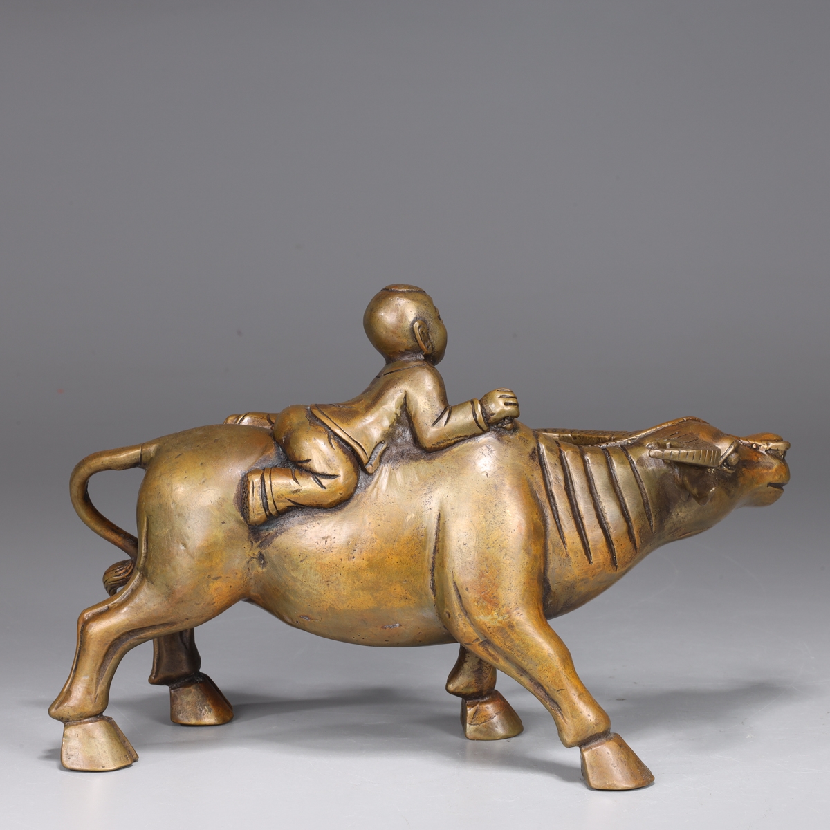 Chinese School | Chinese cast bronze bull standing foursquare with a ...