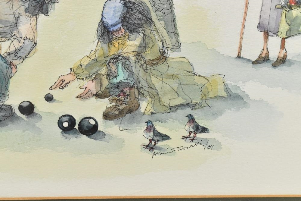 Albin Trowski | park scene with tramps playing bowls | MutualArt