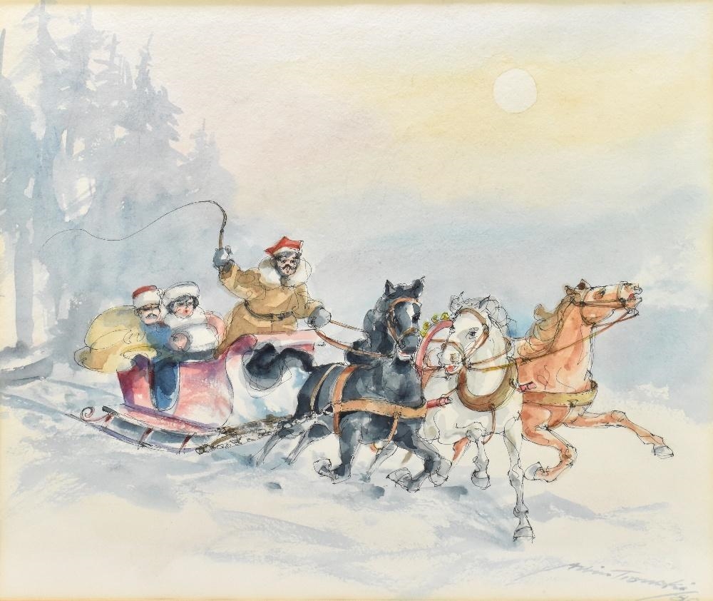 Albin Trowski | a horse drawn sleigh | MutualArt