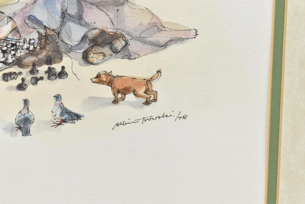 Albin Trowski | park scene with tramps playing chess | MutualArt