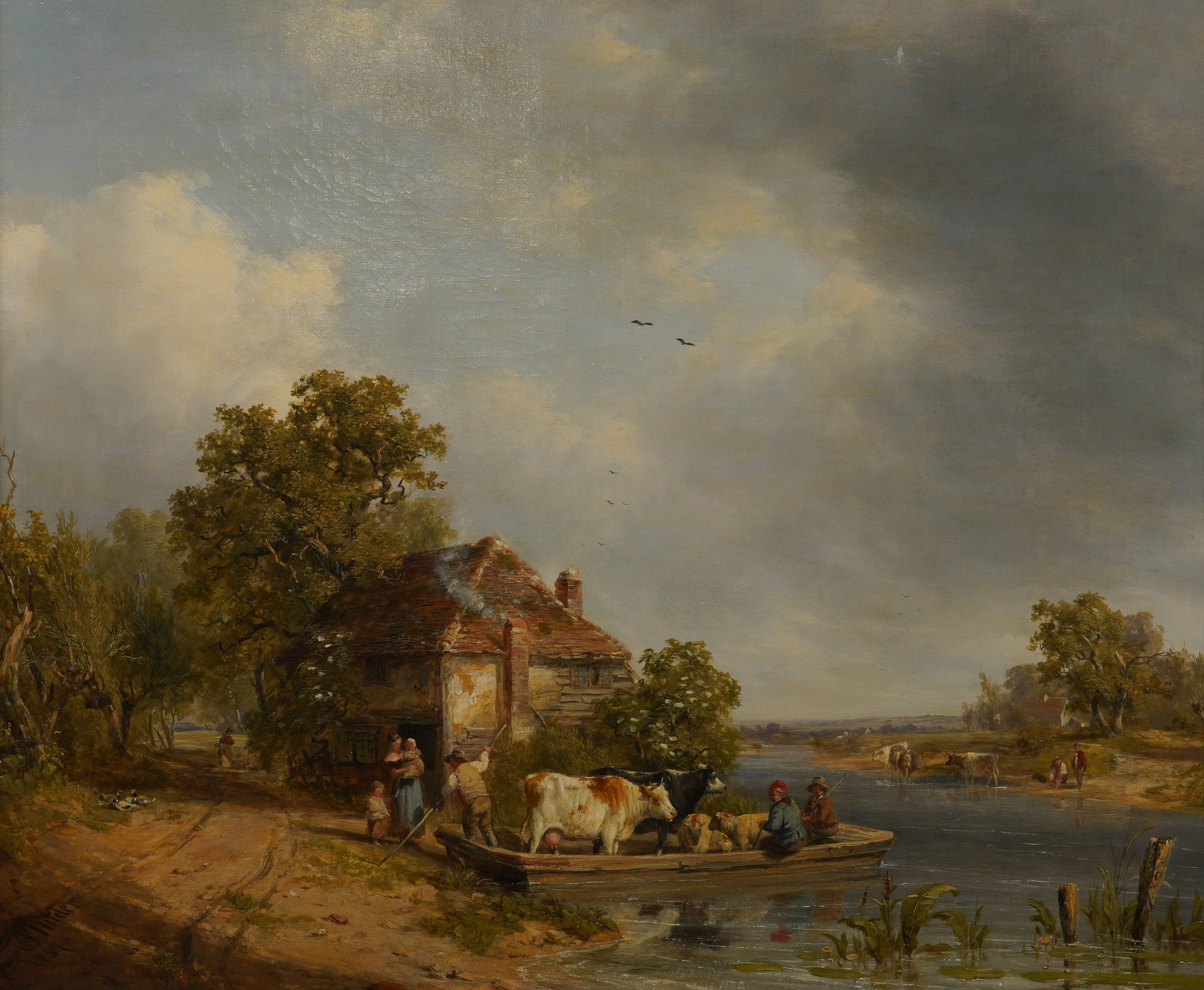 Richard H. Hilder | The village ferry with figures and livestock (1837 ...