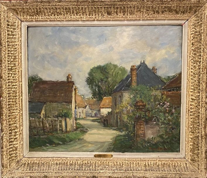 Emile Louis Auguste Chevalier-Milo | Vue de village Huile sur panneau ...