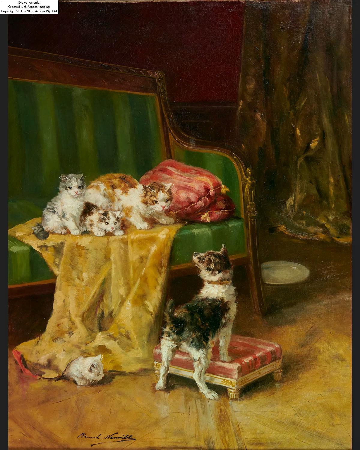Alfred Brunel de Neuville | CHATONS ET CHIENS | MutualArt