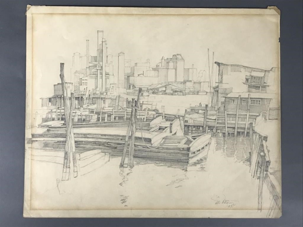 Abbo Ostrowsky | Wharf Scene (1935) | MutualArt