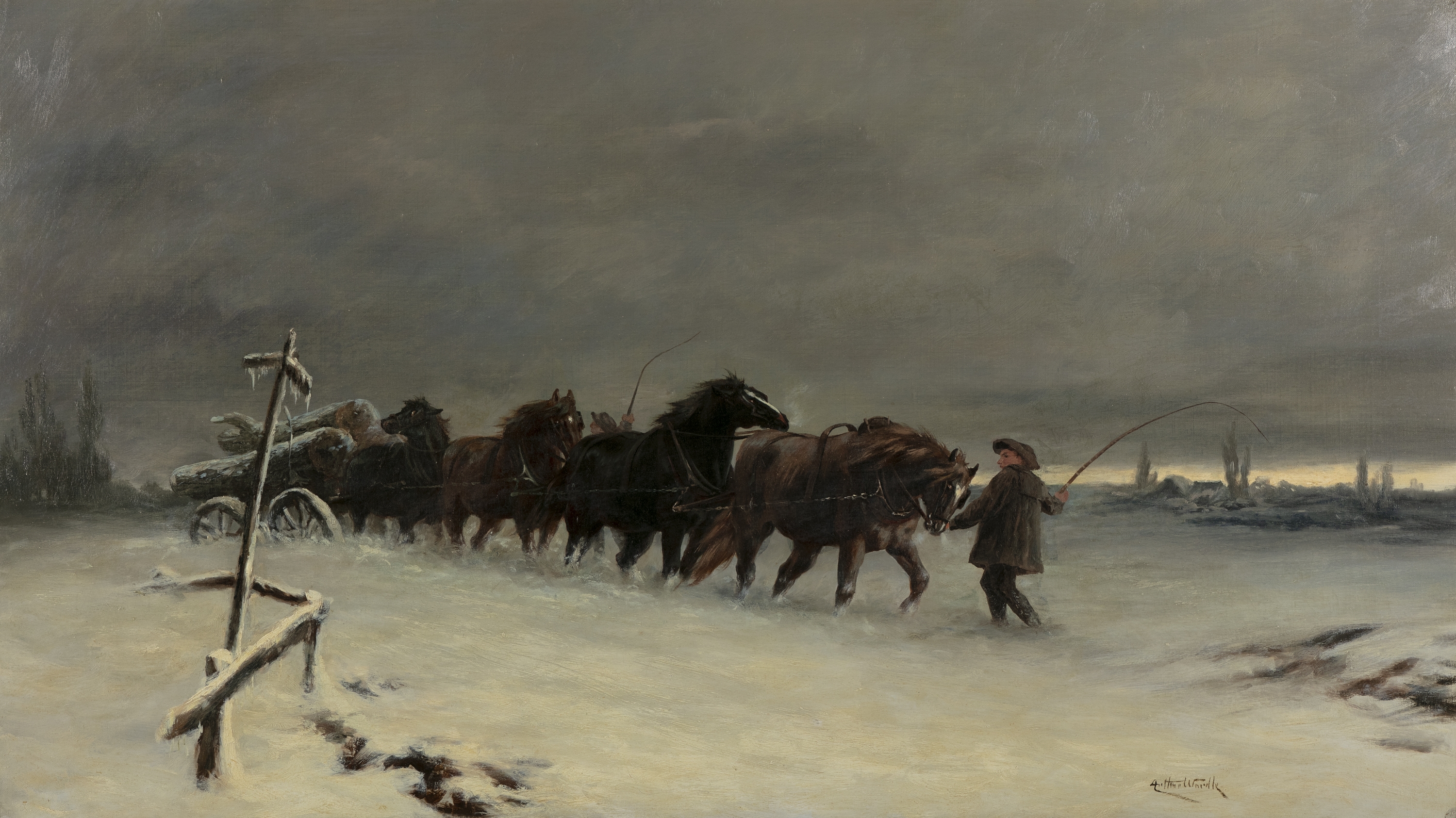 Arthur Wardle | Timber Wagons in the Snow | MutualArt