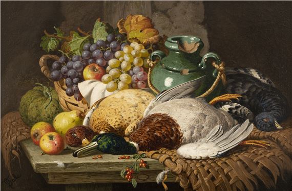Charles Armand Etienne Thomas | Still life with Fruit and Game on a ...