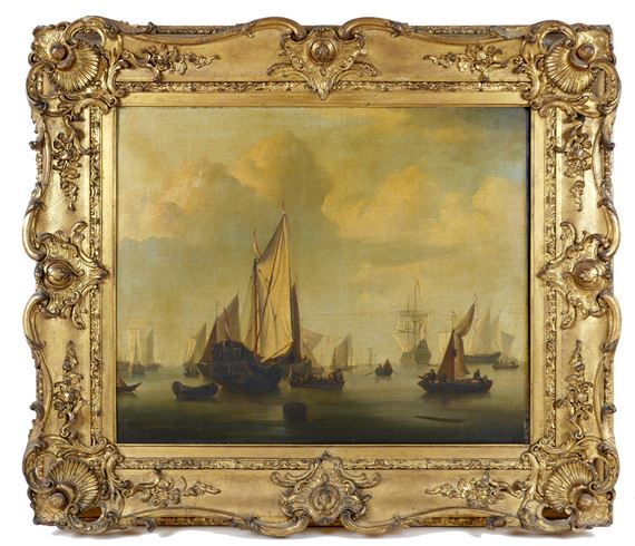 Peter Monamy | a naval scene with various ships in sail | MutualArt