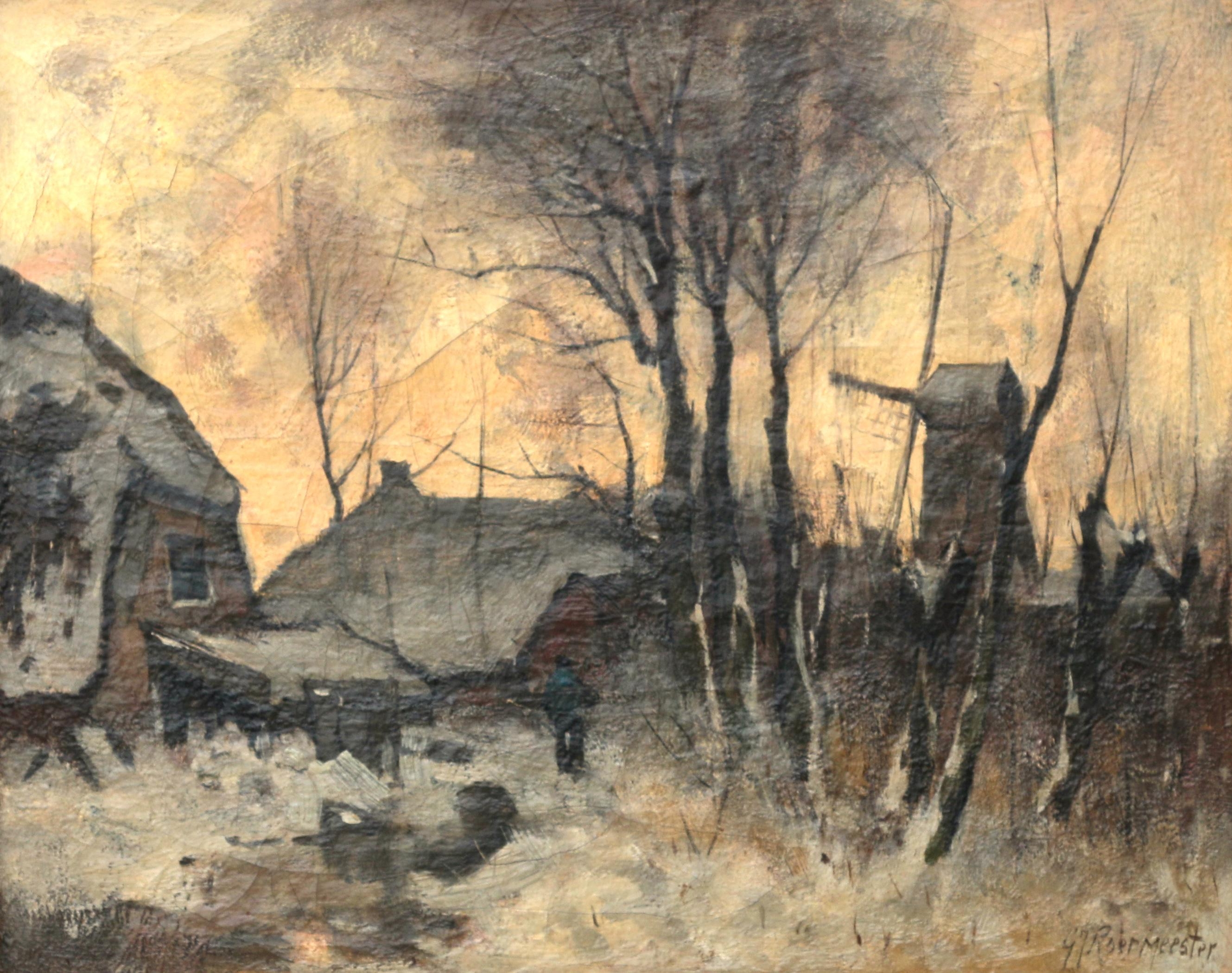 Gerardus Johannes Roermeester | Molen in winterlandschap met ...