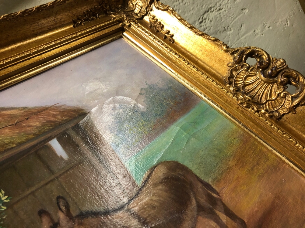 Edgar Hunt | FOWL AND DONKEYS OUTSIDE A STABLE | MutualArt