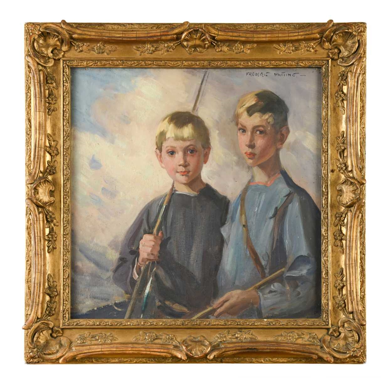 Frederic Whiting | Self portrait with artist`s palette (1912) | MutualArt