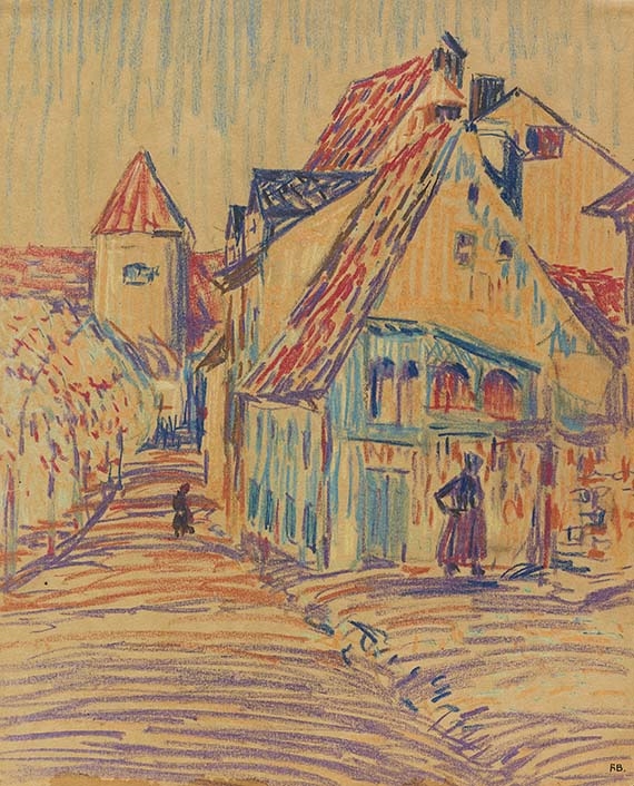 Fritz Bleyl | Häusergruppe und Stadtturm (Circa 1906) | MutualArt