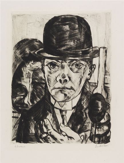 Max Beckmann | Selbstbildnis mit steifem Hut (1921) | MutualArt