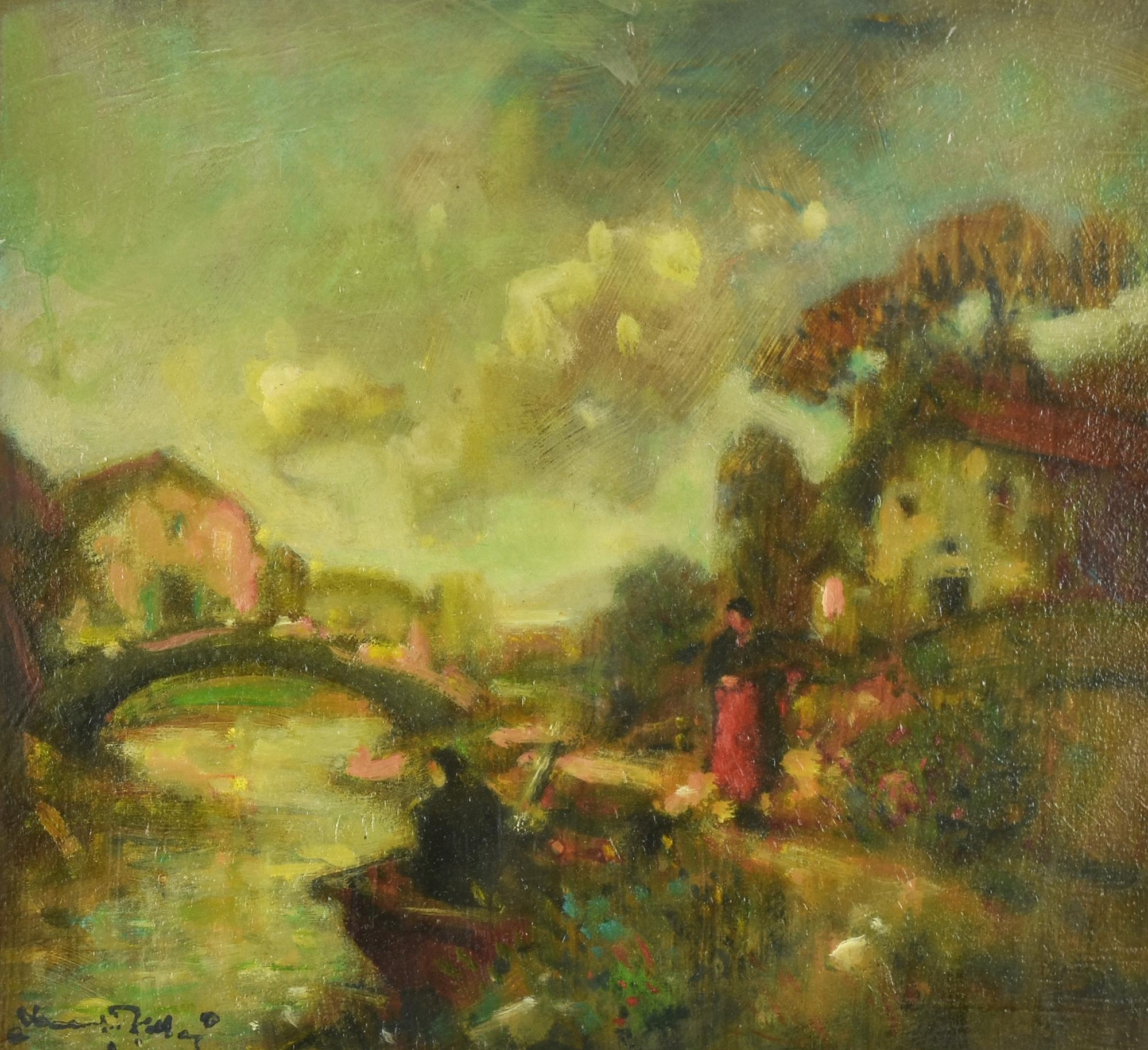 Venanzio Zolla | VEDUTA CON PONTE E FIGURE | MutualArt