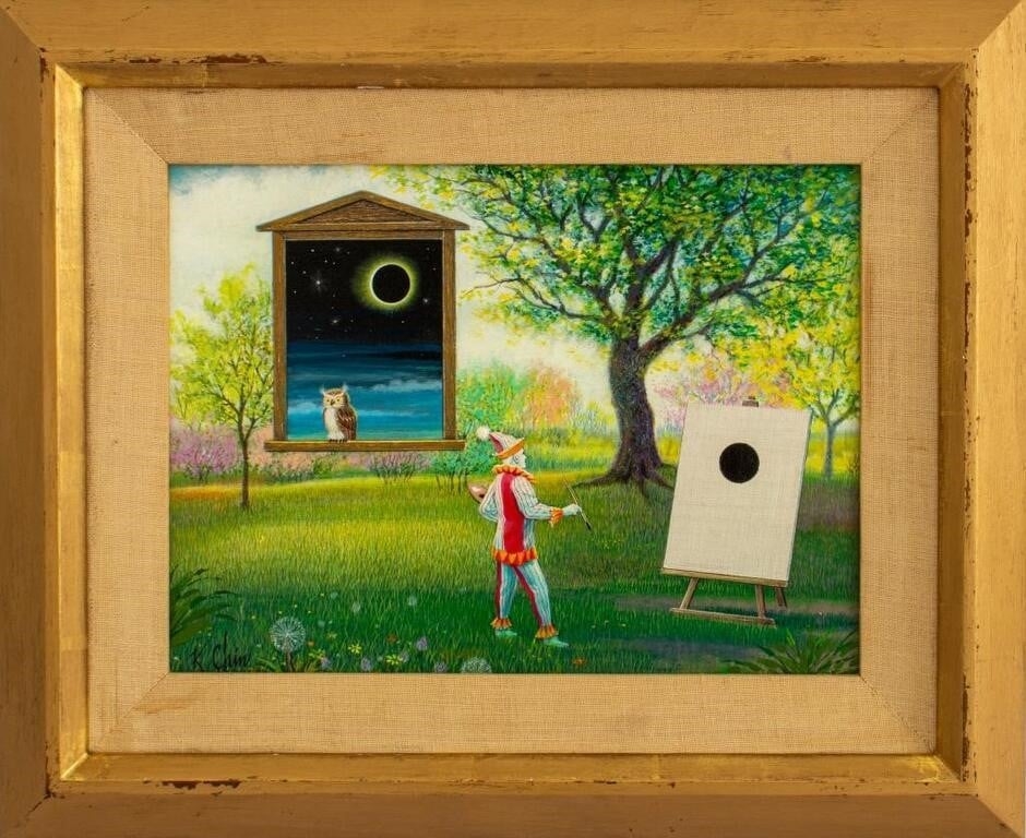 K. Chin | K. Chin Folk Art Clown Acrylic on Board | MutualArt