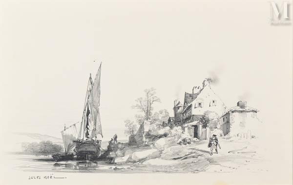 Jules-Achille Noel | Bateau à voile près de la maison | MutualArt