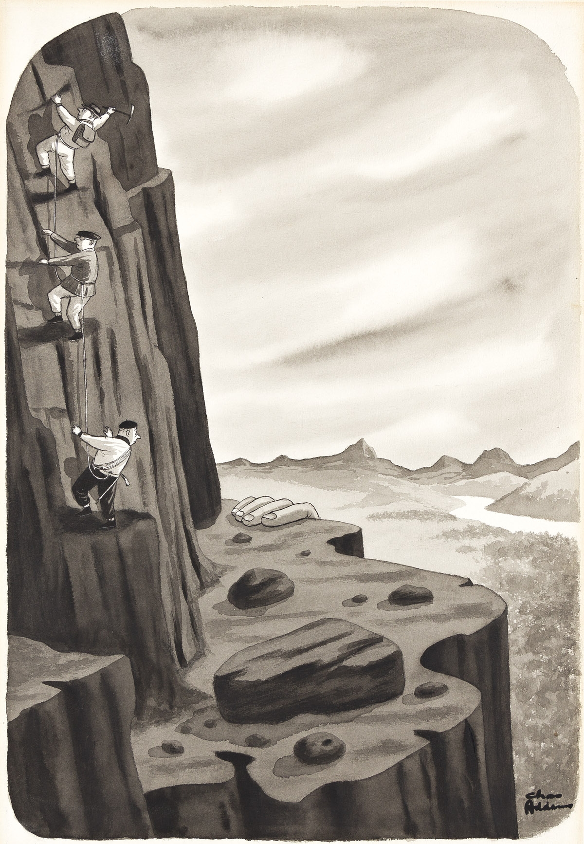Charles Addams | Rock Climbers. (1971) | MutualArt