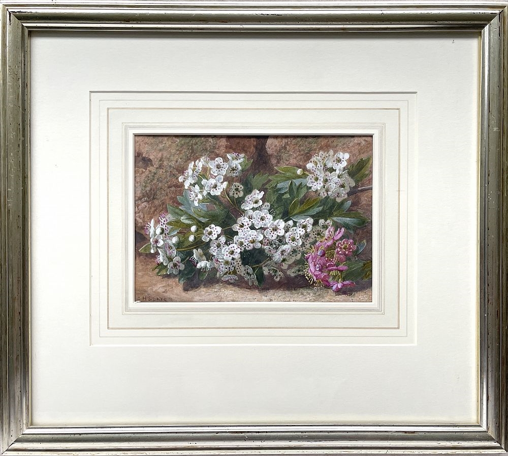 Charles Henry Slater | Still life of a bird nest with eggs and yellow ...
