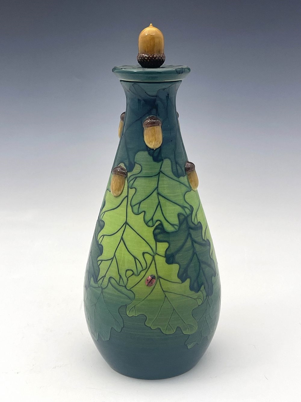Sally Tuffin | Acorns and oakleaves, bottle vase and cover, tear drop ...
