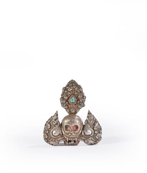 Tibetan School | Upper part of a danda in the shape of a citipati head ...