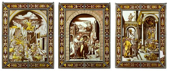 Albrecht Dürer | Three rectangular painted and stained leaded glasses ...