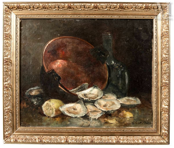 Charles Gilbert-Martin | Nature morte au chaudron et aux huitres ...