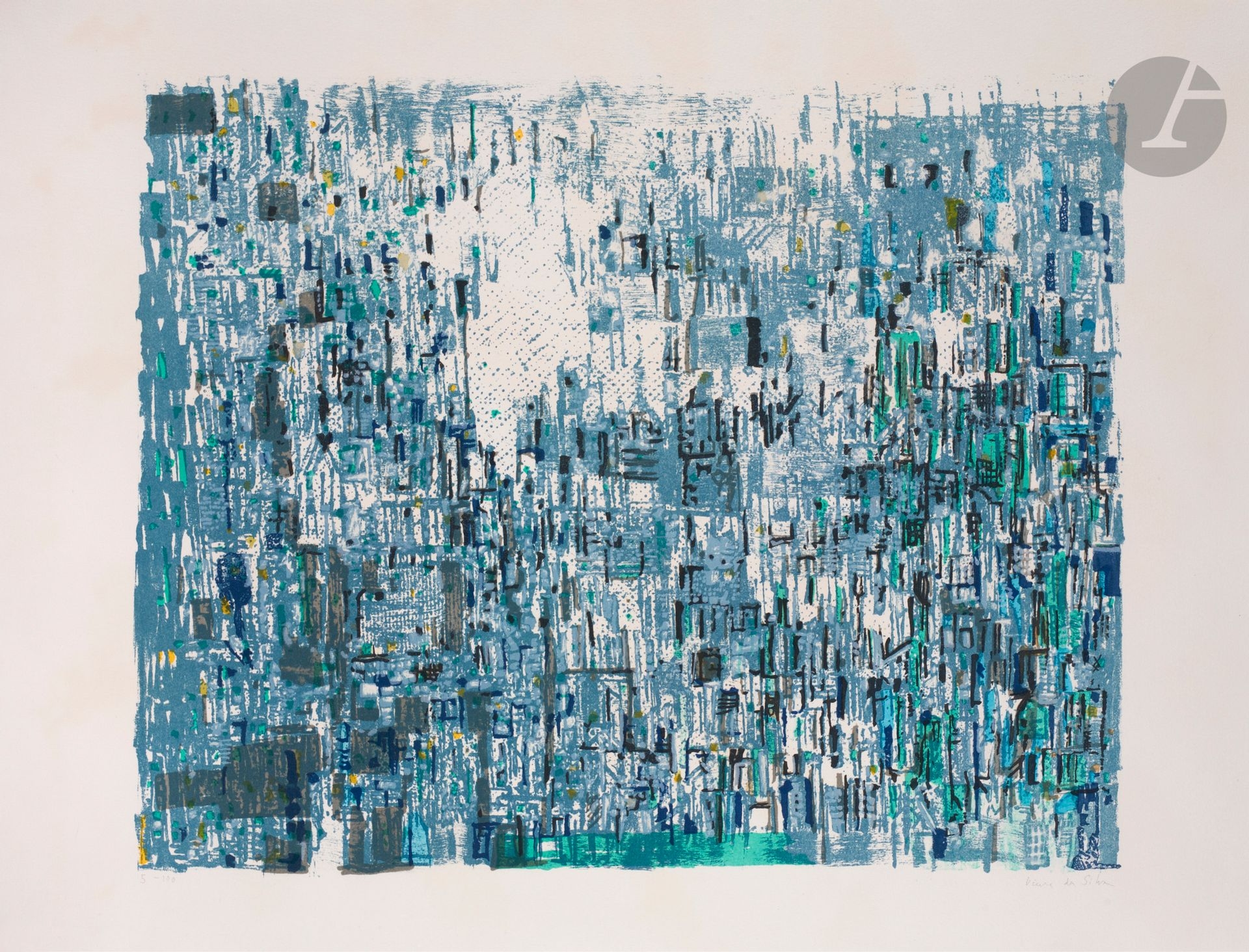 Maria Helena Vieira da Silva | Morges (blue drawing) (1975) | MutualArt