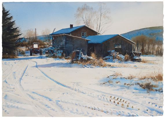 Stanislaw Zoladz | Winter scene with tractor | MutualArt
