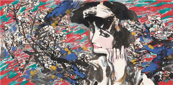 Lin Yong | Girl in Flowers (2000) | MutualArt
