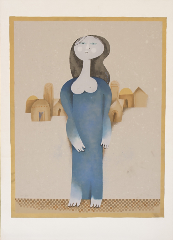 Sami Briss | Frau vor orientalischer Stadt (1970) | MutualArt
