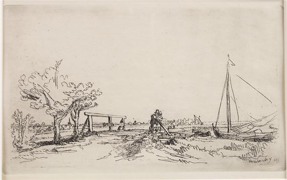 Rembrandt van Rijn | Landschaft mit Boot und zwei Männern / Landscape ...